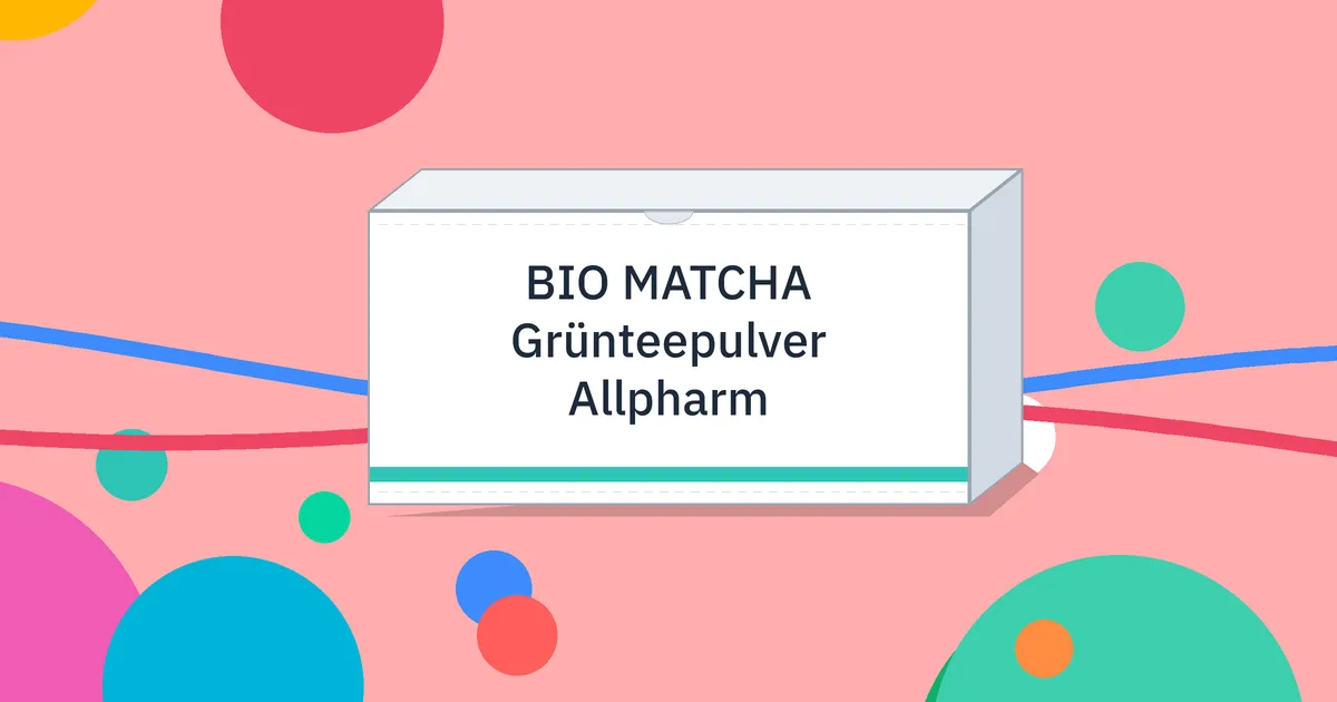 Symbolbild: Packung mit der Aufschrift BIO MATCHA Grünteepulver Allpharm (PZN 19510169) – Verfügbarkeit und Bezug in Apotheken in Frankfurt am Main