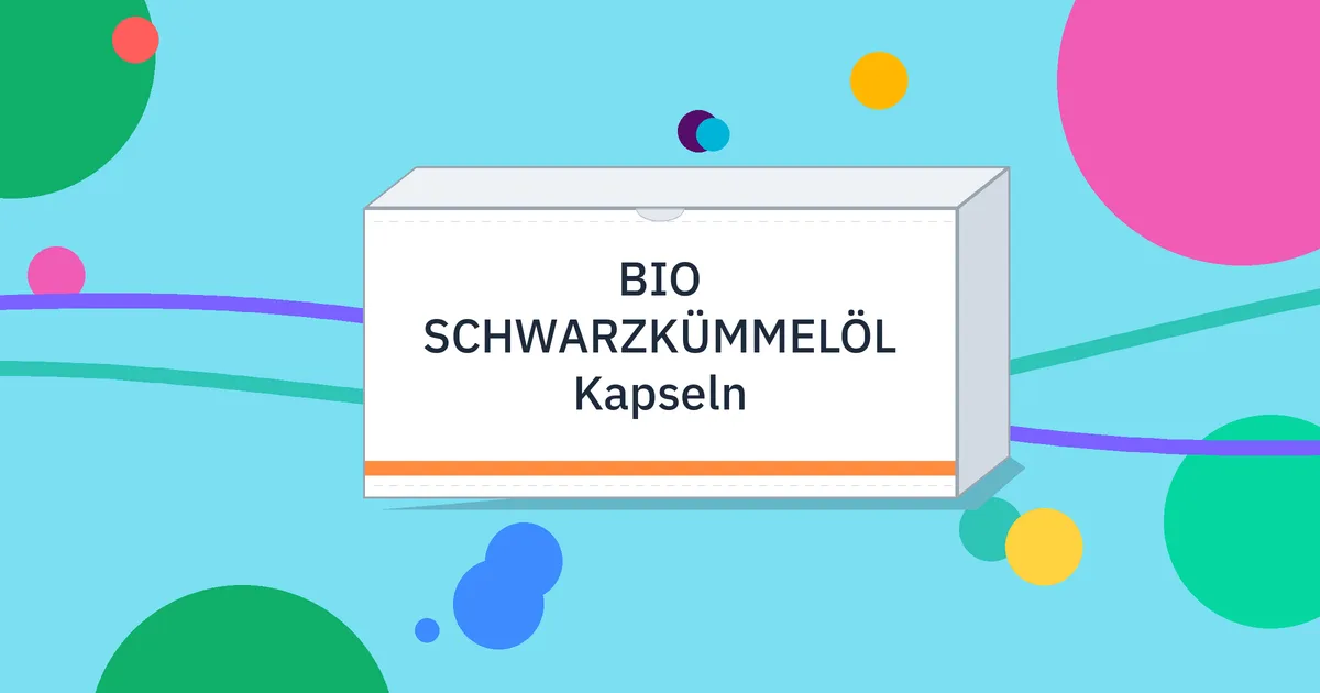 Symbolbild: Packung mit der Aufschrift BIO SCHWARZKÜMMELÖL Kapseln (PZN 18779018) – Verfügbarkeit und Bezug in Apotheken in Frankfurt am Main