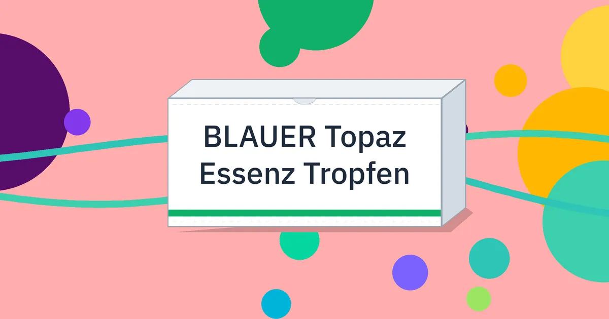Symbolbild: Packung mit der Aufschrift BLAUER Topaz Essenz Tropfen (PZN 19159223) – Verfügbarkeit und Bezug in Apotheken in Frankfurt am Main