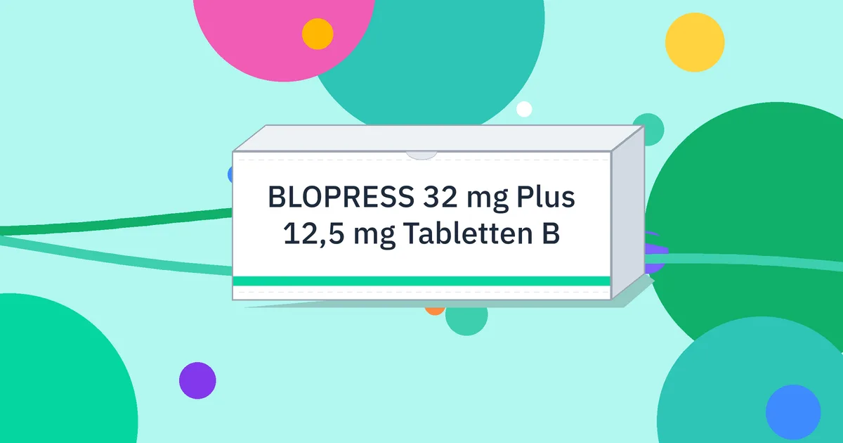 Symbolbild: Packung mit der Aufschrift BLOPRESS 32 mg Plus 12,5 mg Tabletten B (PZN 08884116) – Verfügbarkeit und Bezug in Apotheken in Frankfurt am Main