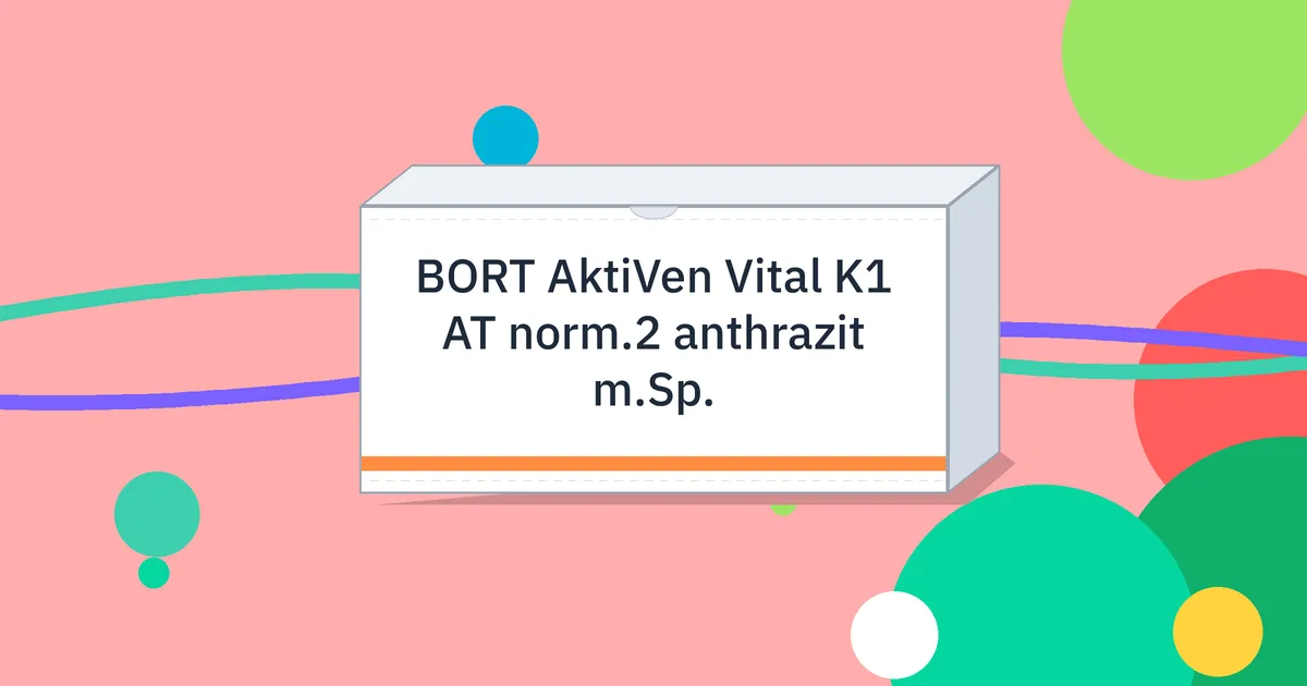 Symbolbild: Packung mit der Aufschrift BORT AktiVen Vital K1 AT norm.2 anthrazit m.Sp. (PZN 13742513) – Verfügbarkeit und Bezug in Apotheken in Frankfurt am Main