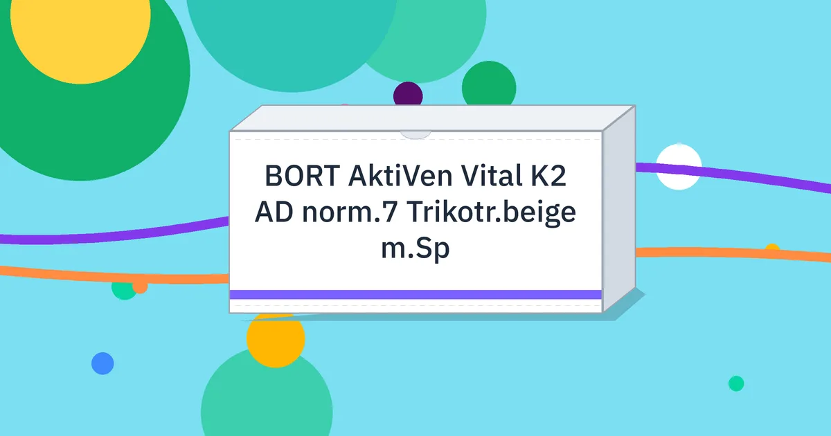 Symbolbild: Packung mit der Aufschrift BORT AktiVen Vital K2 AD norm.7 Trikotr.beige m.Sp (PZN 13727212) – Verfügbarkeit und Bezug in Apotheken in Frankfurt am Main