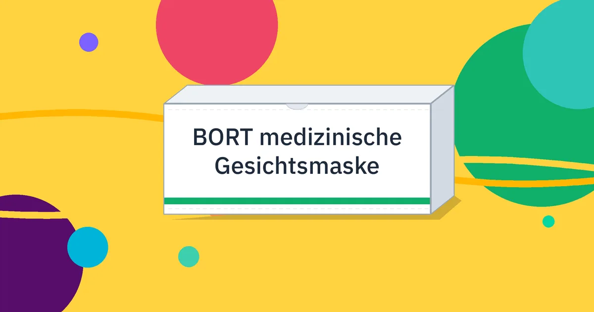 Symbolbild: Packung mit der Aufschrift BORT medizinische Gesichtsmaske (PZN 16889955) – Verfügbarkeit und Bezug in Apotheken in Frankfurt am Main