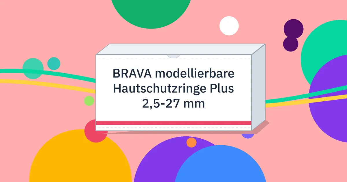 Symbolbild: Packung mit der Aufschrift BRAVA modellierbare Hautschutzringe Plus 2,5-27 mm (PZN 15567103) – Verfügbarkeit und Bezug in Apotheken in Frankfurt am Main