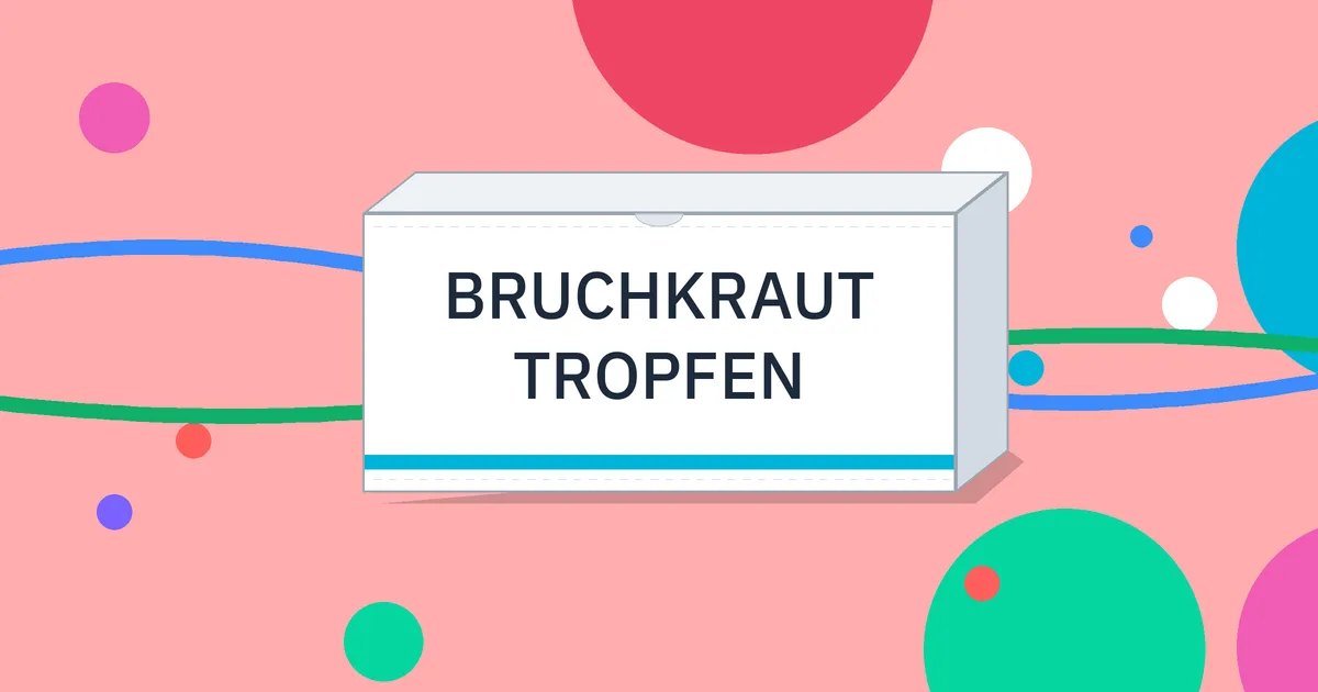 Symbolbild: Packung mit der Aufschrift BRUCHKRAUT TROPFEN (PZN 14249571) – Verfügbarkeit und Bezug in Apotheken in Frankfurt am Main