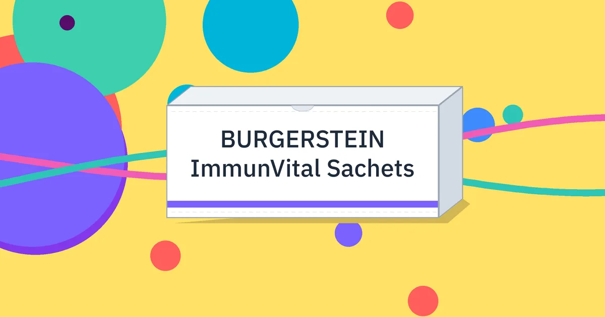 Symbolbild: Packung mit der Aufschrift BURGERSTEIN ImmunVital Sachets (PZN 14303684) – Verfügbarkeit und Bezug in Apotheken in Frankfurt am Main