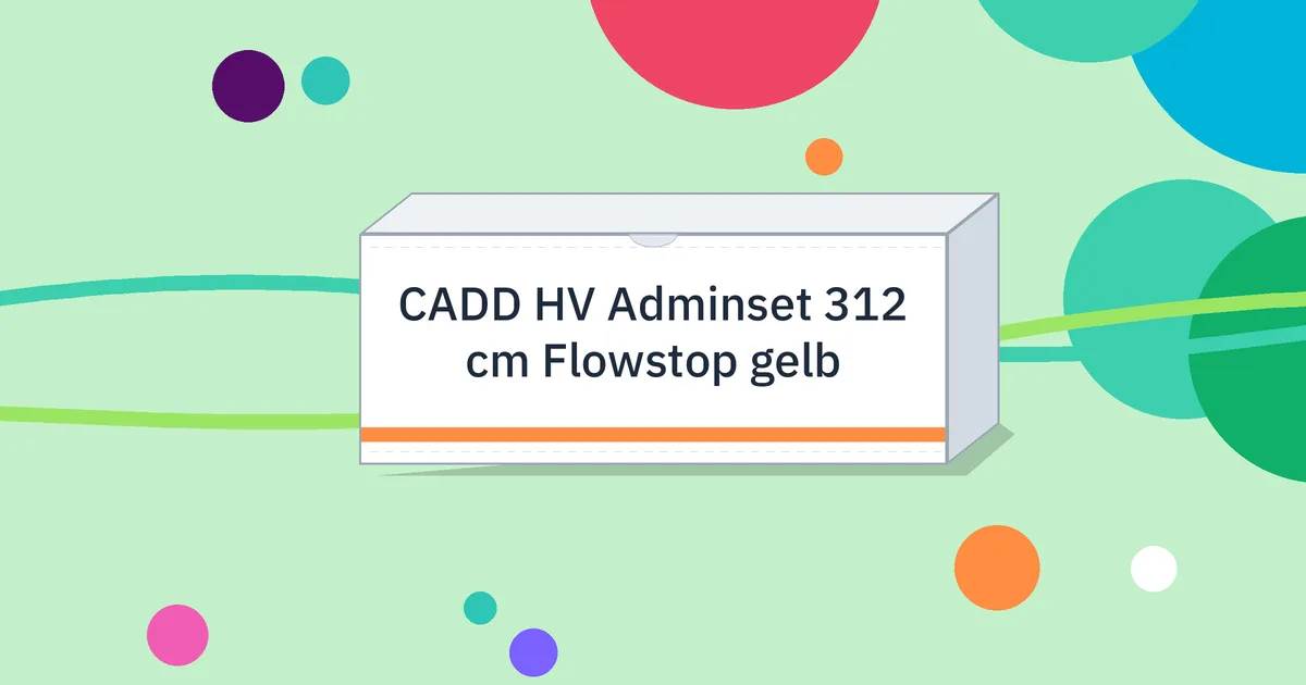 Symbolbild: Packung mit der Aufschrift CADD HV Adminset 312 cm Flowstop gelb (PZN 11242278) – Verfügbarkeit und Bezug in Apotheken in Frankfurt am Main