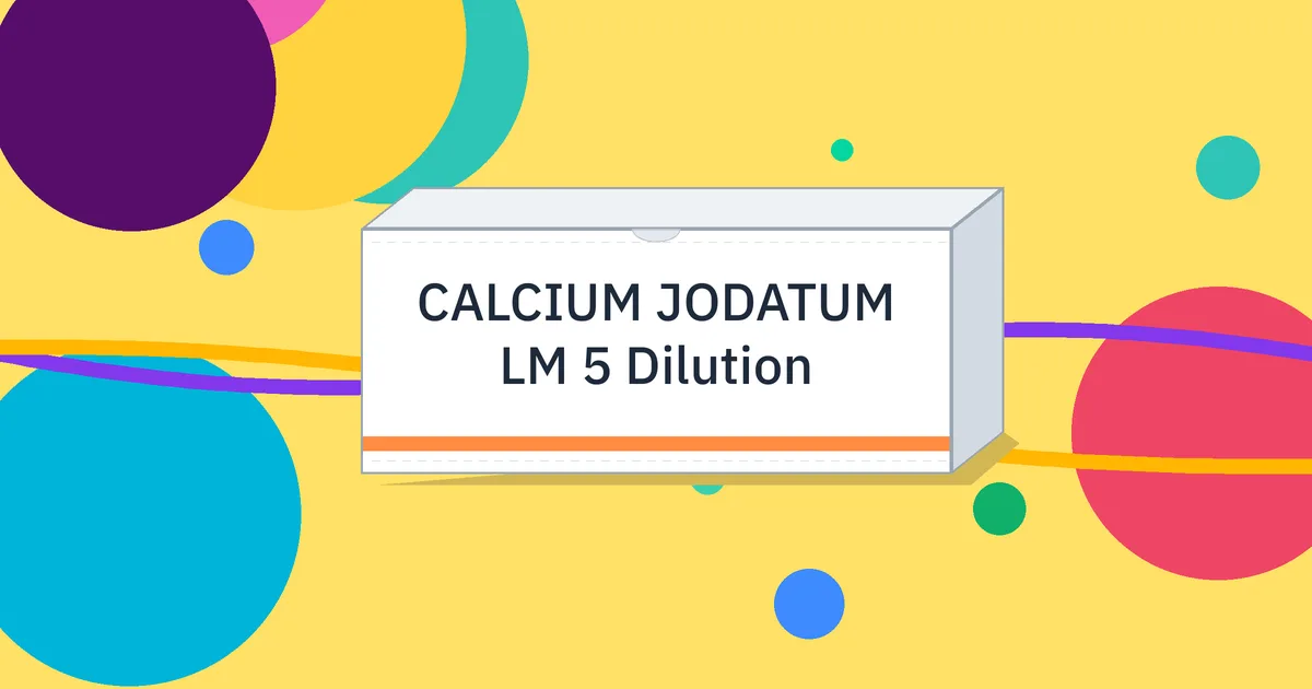 Symbolbild: Packung mit der Aufschrift CALCIUM JODATUM LM 5 Dilution (PZN 12804732) – Verfügbarkeit und Bezug in Apotheken in Frankfurt am Main