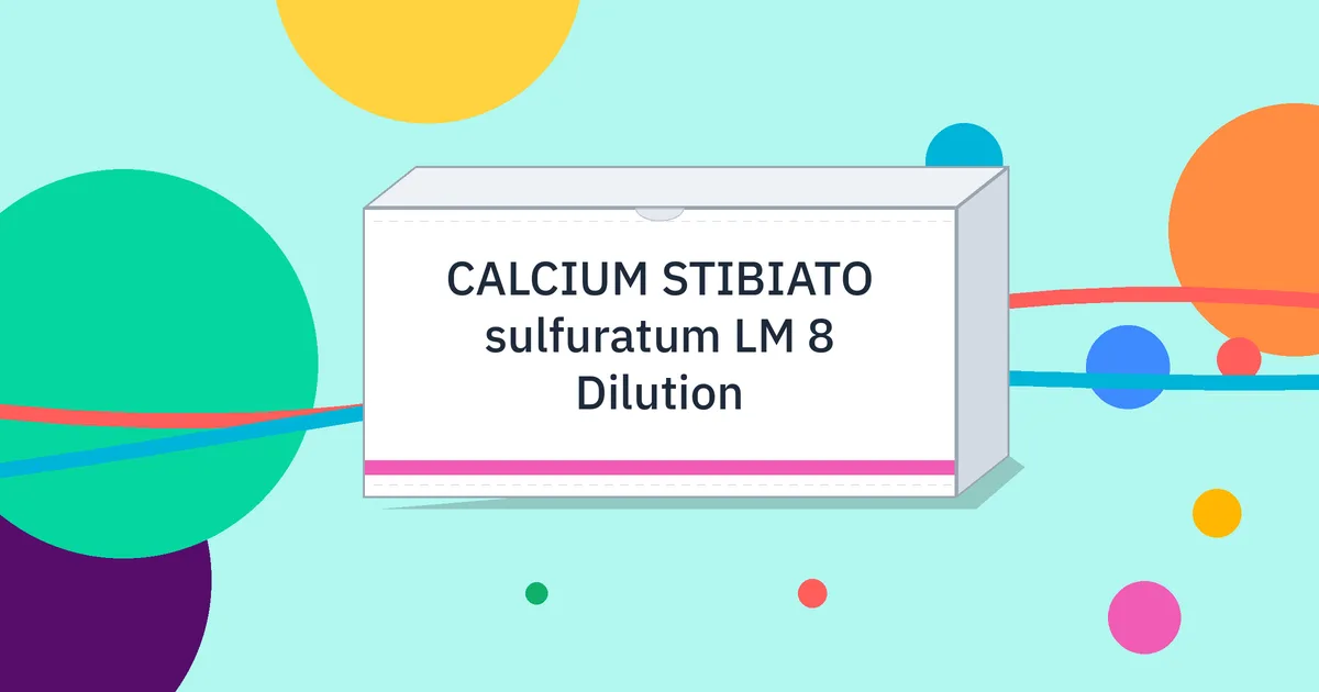 Symbolbild: Packung mit der Aufschrift CALCIUM STIBIATO sulfuratum LM 8 Dilution (PZN 12806493) – Verfügbarkeit und Bezug in Apotheken in Frankfurt am Main