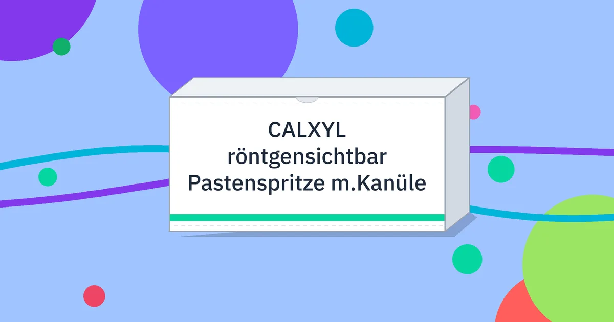 Symbolbild: Packung mit der Aufschrift CALXYL röntgensichtbar Pastenspritze m.Kanüle (PZN 03750670) – Verfügbarkeit und Bezug in Apotheken in Frankfurt am Main