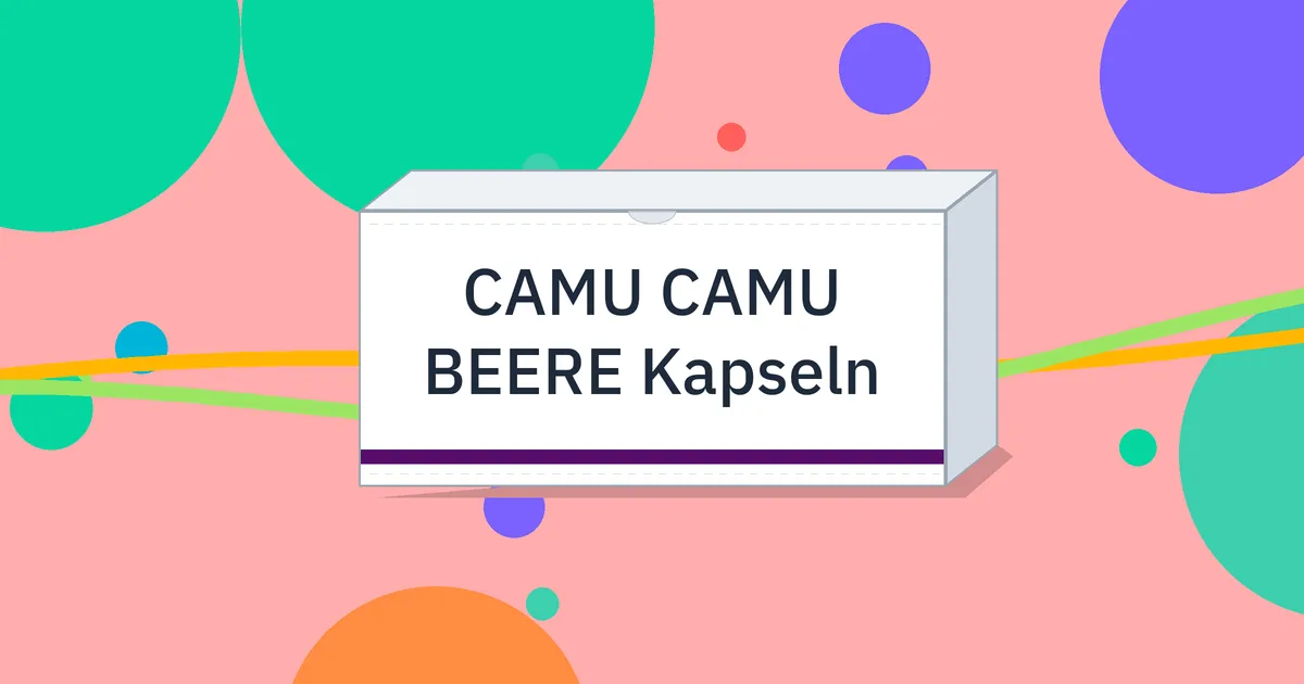 Symbolbild: Packung mit der Aufschrift CAMU CAMU BEERE Kapseln (PZN 11678372) – Verfügbarkeit und Bezug in Apotheken in Frankfurt am Main