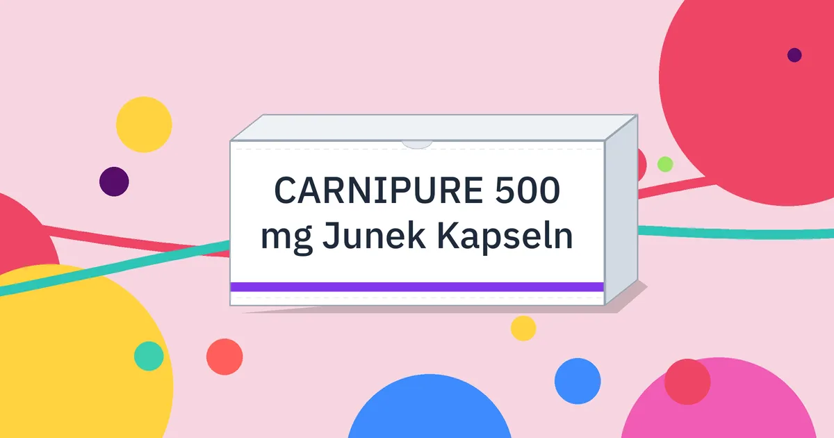Symbolbild: Packung mit der Aufschrift CARNIPURE 500 mg Junek Kapseln (PZN 01105178) – Verfügbarkeit und Bezug in Apotheken in Frankfurt am Main
