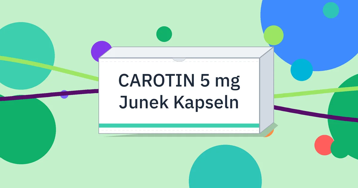 Symbolbild: Packung mit der Aufschrift CAROTIN 5 mg Junek Kapseln (PZN 07088162) – Verfügbarkeit und Bezug in Apotheken in Frankfurt am Main