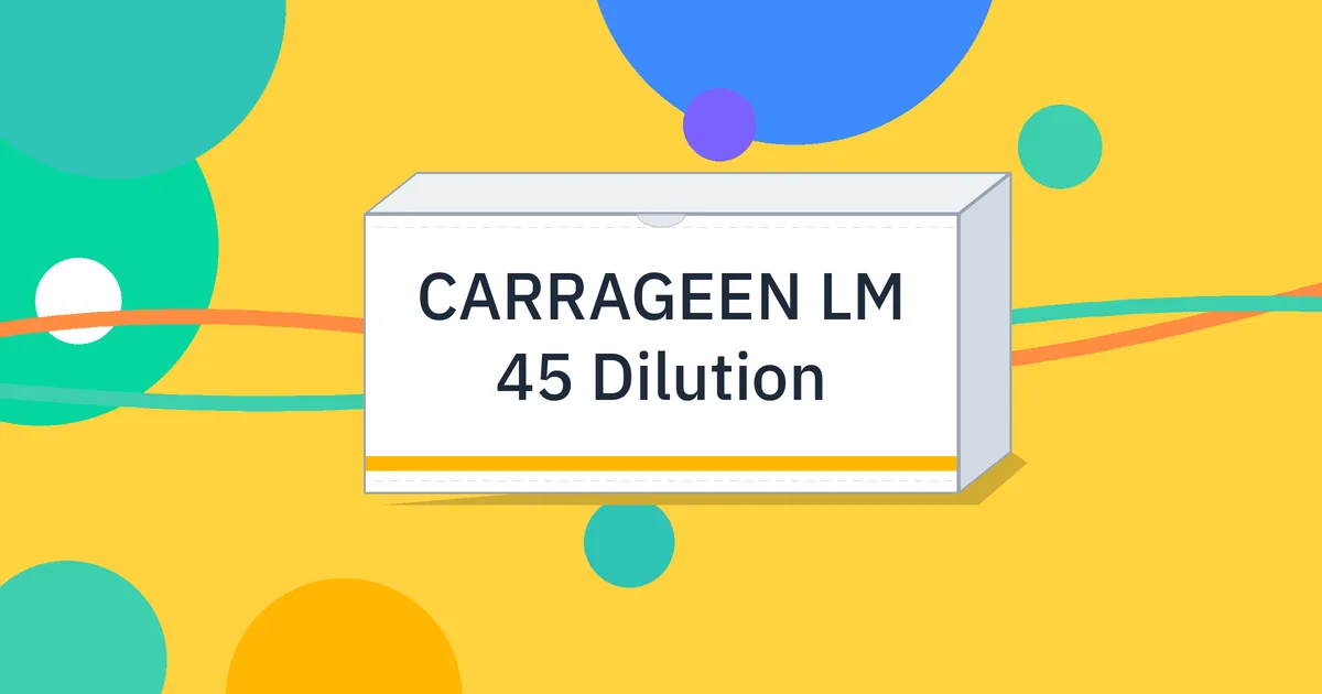 Symbolbild: Packung mit der Aufschrift CARRAGEEN LM 45 Dilution (PZN 13431279) – Verfügbarkeit und Bezug in Apotheken in Frankfurt am Main