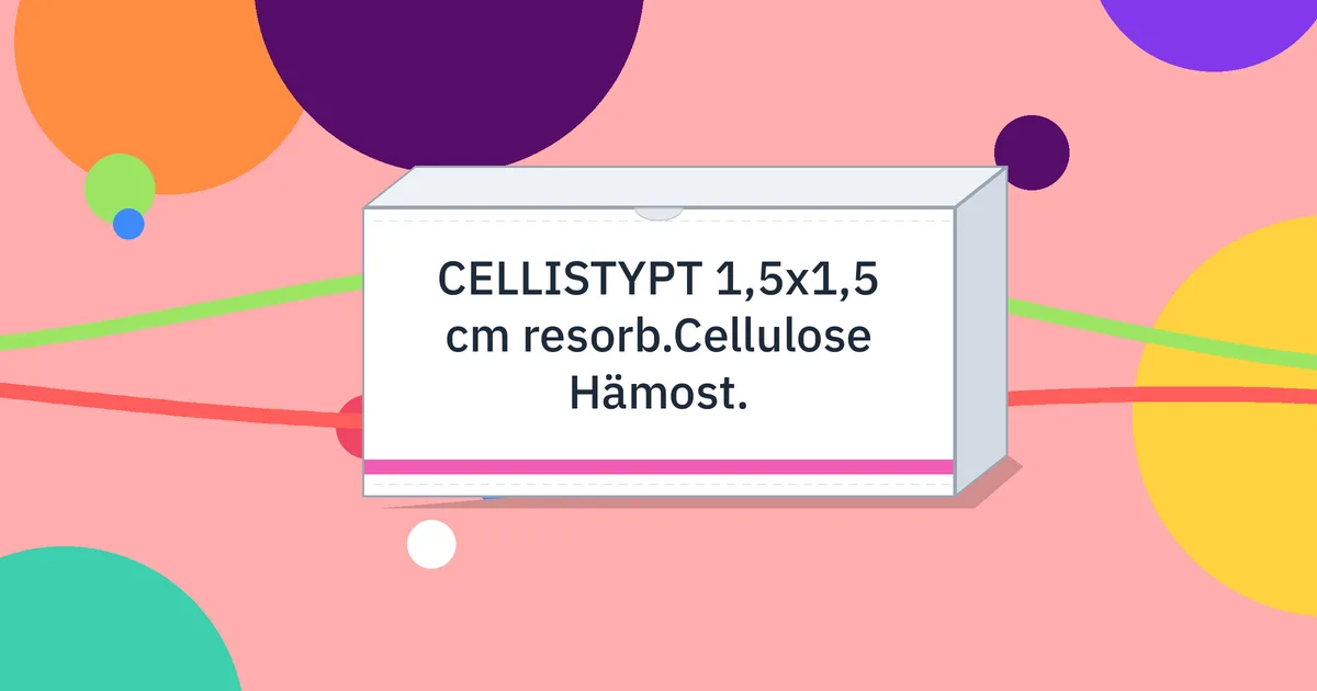 Symbolbild: Packung mit der Aufschrift CELLISTYPT 1,5x1,5 cm resorb.Cellulose Hämost. (PZN 15261290) – Verfügbarkeit und Bezug in Apotheken in Frankfurt am Main