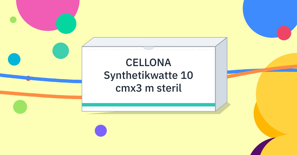 Symbolbild: Packung mit der Aufschrift CELLONA Synthetikwatte 10 cmx3 m steril (PZN 19969086) – Verfügbarkeit und Bezug in Apotheken in Frankfurt am Main