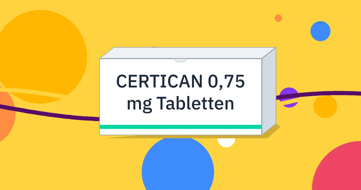 Symbolbild: Packung mit der Aufschrift CERTICAN 0,75 mg Tabletten (PZN 11536459) – Verfügbarkeit und Bezug in Apotheken in Frankfurt am Main