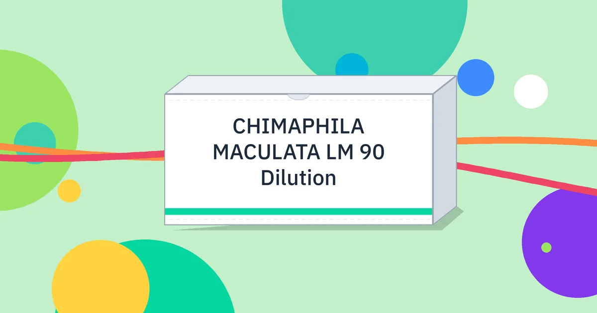 Symbolbild: Packung mit der Aufschrift CHIMAPHILA MACULATA LM 90 Dilution (PZN 13442047) – Verfügbarkeit und Bezug in Apotheken in Frankfurt am Main