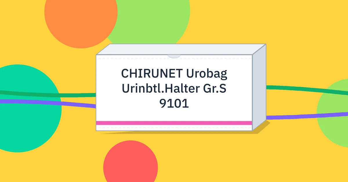 Symbolbild: Packung mit der Aufschrift CHIRUNET Urobag Urinbtl.Halter Gr.S 9101 (PZN 00478138) – Verfügbarkeit und Bezug in Apotheken in Frankfurt am Main