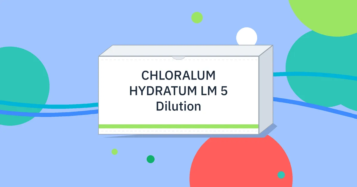 Symbolbild: Packung mit der Aufschrift CHLORALUM HYDRATUM LM 5 Dilution (PZN 13443992) – Verfügbarkeit und Bezug in Apotheken in Frankfurt am Main
