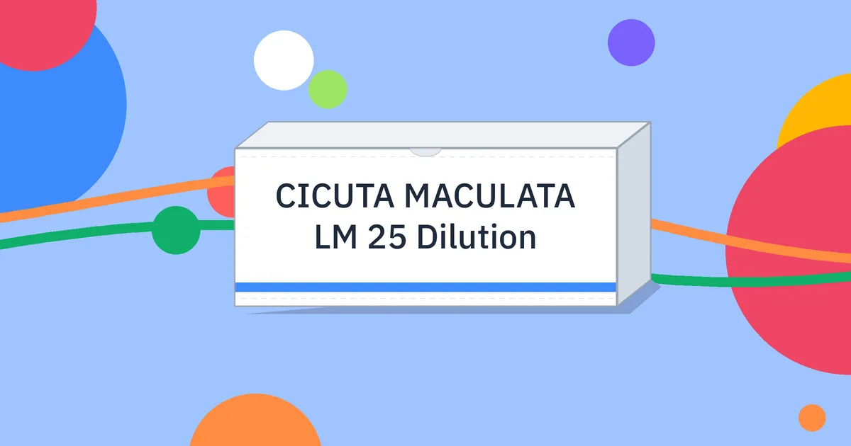 Symbolbild: Packung mit der Aufschrift CICUTA MACULATA LM 25 Dilution (PZN 12818415) – Verfügbarkeit und Bezug in Apotheken in Frankfurt am Main