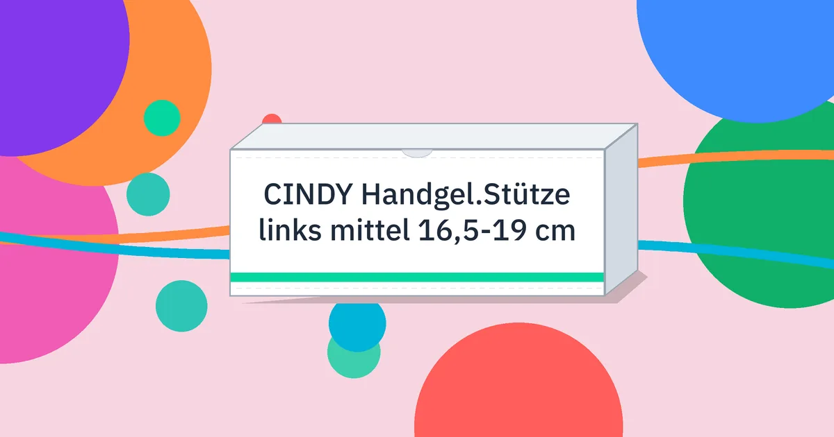 Symbolbild: Packung mit der Aufschrift CINDY Handgel.Stütze links mittel 16,5-19 cm (PZN 04496854) – Verfügbarkeit und Bezug in Apotheken in Frankfurt am Main