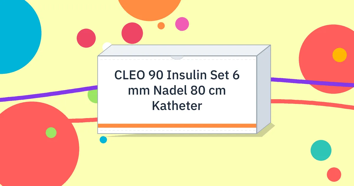 Symbolbild: Packung mit der Aufschrift CLEO 90 Insulin Set 6 mm Nadel 80 cm Katheter (PZN 11189058) – Verfügbarkeit und Bezug in Apotheken in Frankfurt am Main