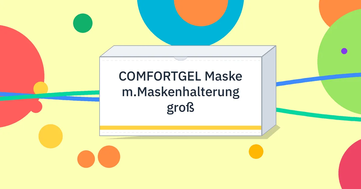 Symbolbild: Packung mit der Aufschrift COMFORTGEL Maske m.Maskenhalterung groß (PZN 01695990) – Verfügbarkeit und Bezug in Apotheken in Frankfurt am Main