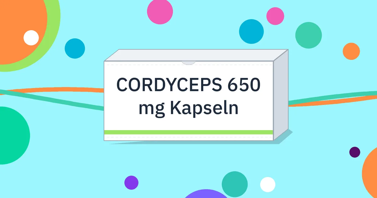 Symbolbild: Packung mit der Aufschrift CORDYCEPS 650 mg Kapseln (PZN 16633196) – Verfügbarkeit und Bezug in Apotheken in Frankfurt am Main