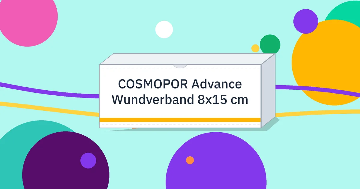 Symbolbild: Packung mit der Aufschrift COSMOPOR Advance Wundverband 8x15 cm (PZN 18364435) – Verfügbarkeit und Bezug in Apotheken in Frankfurt am Main