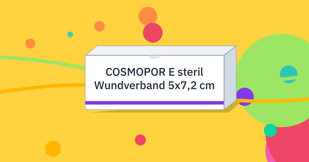 Symbolbild: Packung mit der Aufschrift COSMOPOR E steril Wundverband 5x7,2 cm (PZN 20573732) – Verfügbarkeit und Bezug in Apotheken in Frankfurt am Main