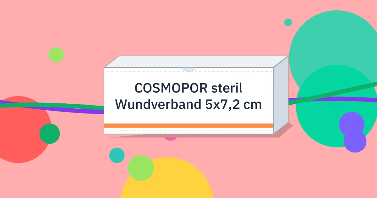 Symbolbild: Packung mit der Aufschrift COSMOPOR steril Wundverband 5x7,2 cm (PZN 05529863) – Verfügbarkeit und Bezug in Apotheken in Frankfurt am Main