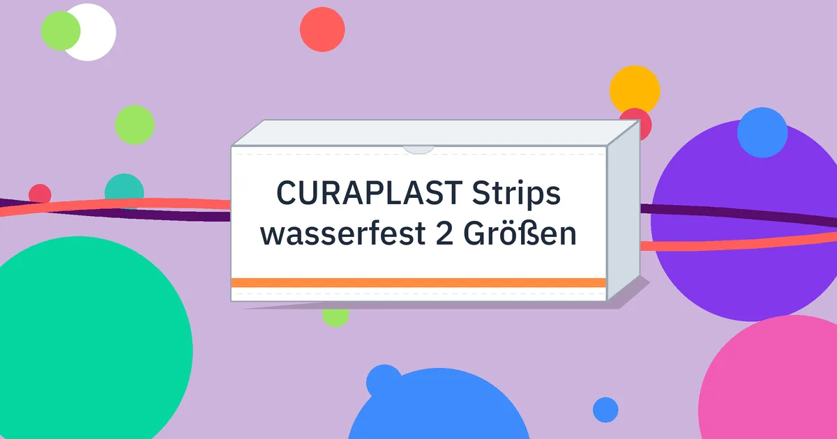 Symbolbild: Packung mit der Aufschrift CURAPLAST Strips wasserfest 2 Größen (PZN 18032408) – Verfügbarkeit und Bezug in Apotheken in Frankfurt am Main