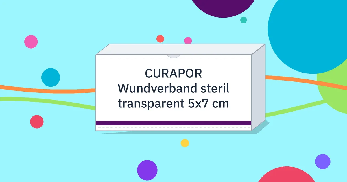 Symbolbild: Packung mit der Aufschrift CURAPOR Wundverband steril transparent 5x7 cm (PZN 17831610) – Verfügbarkeit und Bezug in Apotheken in Frankfurt am Main