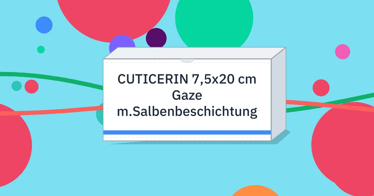 Symbolbild: Packung mit der Aufschrift CUTICERIN 7,5x20 cm Gaze m.Salbenbeschichtung (PZN 19637616) – Verfügbarkeit und Bezug in Apotheken in Frankfurt am Main
