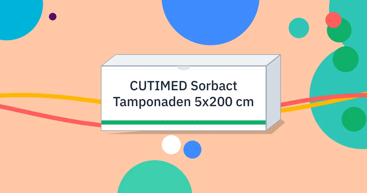 Symbolbild: Packung mit der Aufschrift CUTIMED Sorbact Tamponaden 5x200 cm (PZN 20174630) – Verfügbarkeit und Bezug in Apotheken in Frankfurt am Main