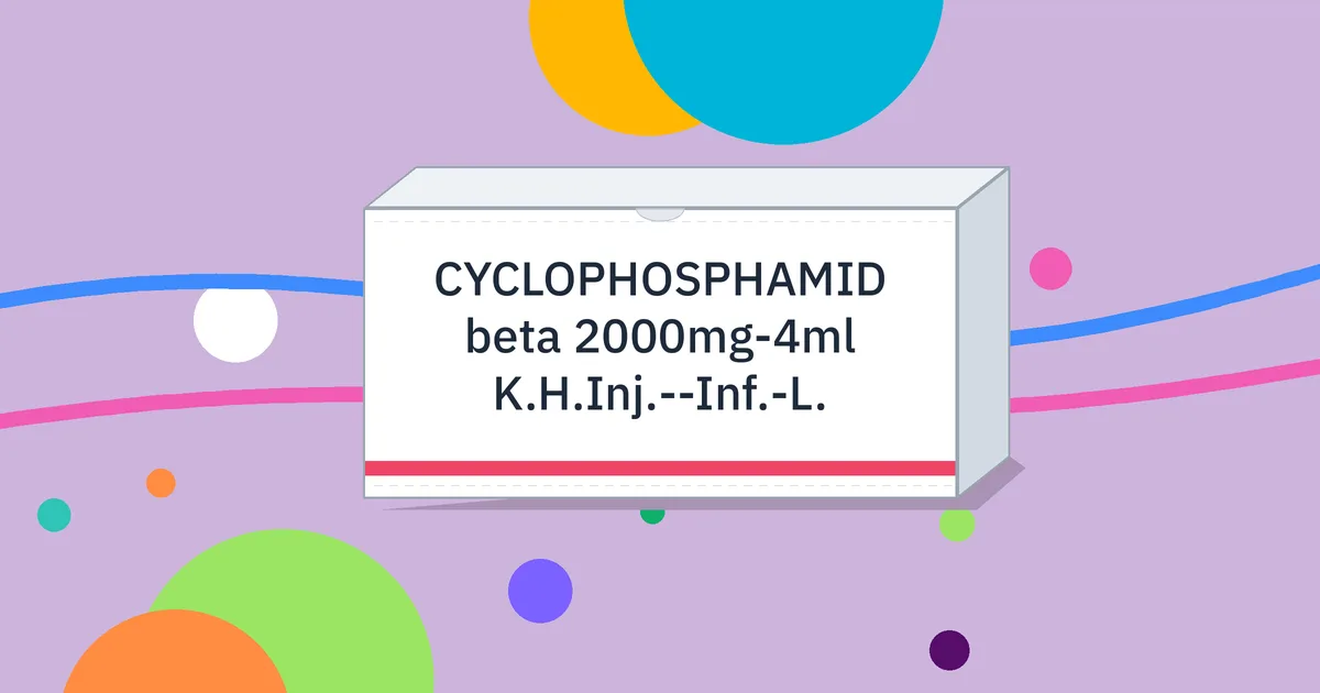 Symbolbild: Packung mit der Aufschrift CYCLOPHOSPHAMID beta 2000mg-4ml K.H.Inj.--Inf.-L. (PZN 07587072) – Verfügbarkeit und Bezug in Apotheken in Frankfurt am Main