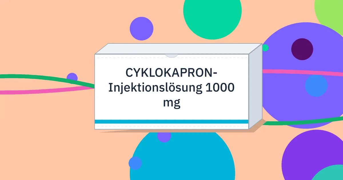 Symbolbild: Packung mit der Aufschrift CYKLOKAPRON-Injektionslösung 1000 mg (PZN 00523241) – Verfügbarkeit und Bezug in Apotheken in Frankfurt am Main