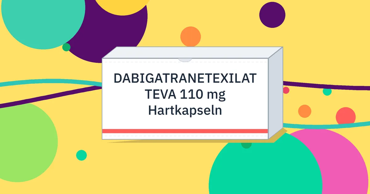 Symbolbild: Packung mit der Aufschrift DABIGATRANETEXILAT TEVA 110 mg Hartkapseln (PZN 19382613) – Verfügbarkeit und Bezug in Apotheken in Frankfurt am Main