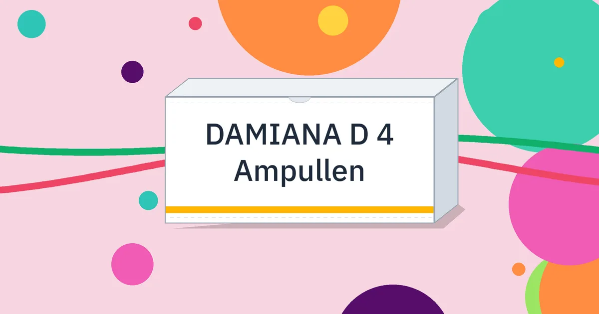 Symbolbild: Packung mit der Aufschrift DAMIANA D 4 Ampullen (PZN 11705583) – Verfügbarkeit und Bezug in Apotheken in Frankfurt am Main