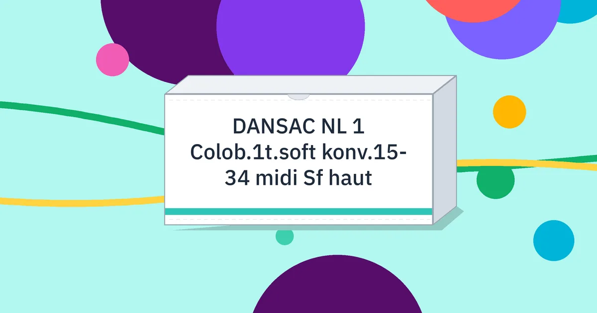 Symbolbild: Packung mit der Aufschrift DANSAC NL 1 Colob.1t.soft konv.15-34 midi Sf haut (PZN 10344462) – Verfügbarkeit und Bezug in Apotheken in Frankfurt am Main