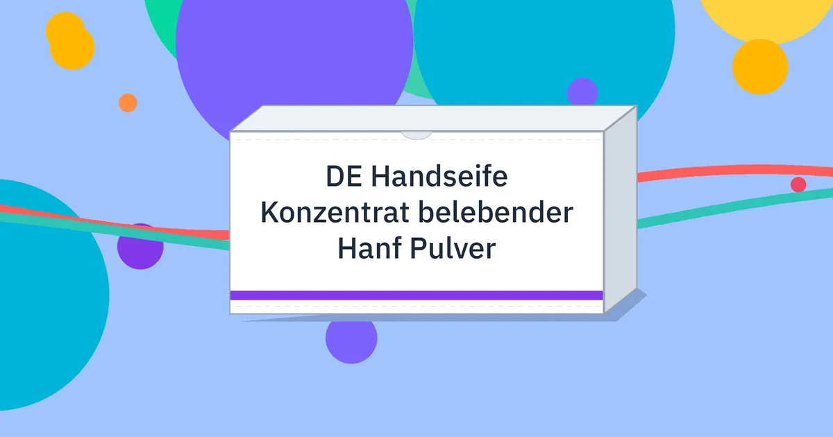 Symbolbild: Packung mit der Aufschrift DE Handseife Konzentrat belebender Hanf Pulver (PZN 16944708) – Verfügbarkeit und Bezug in Apotheken in Frankfurt am Main