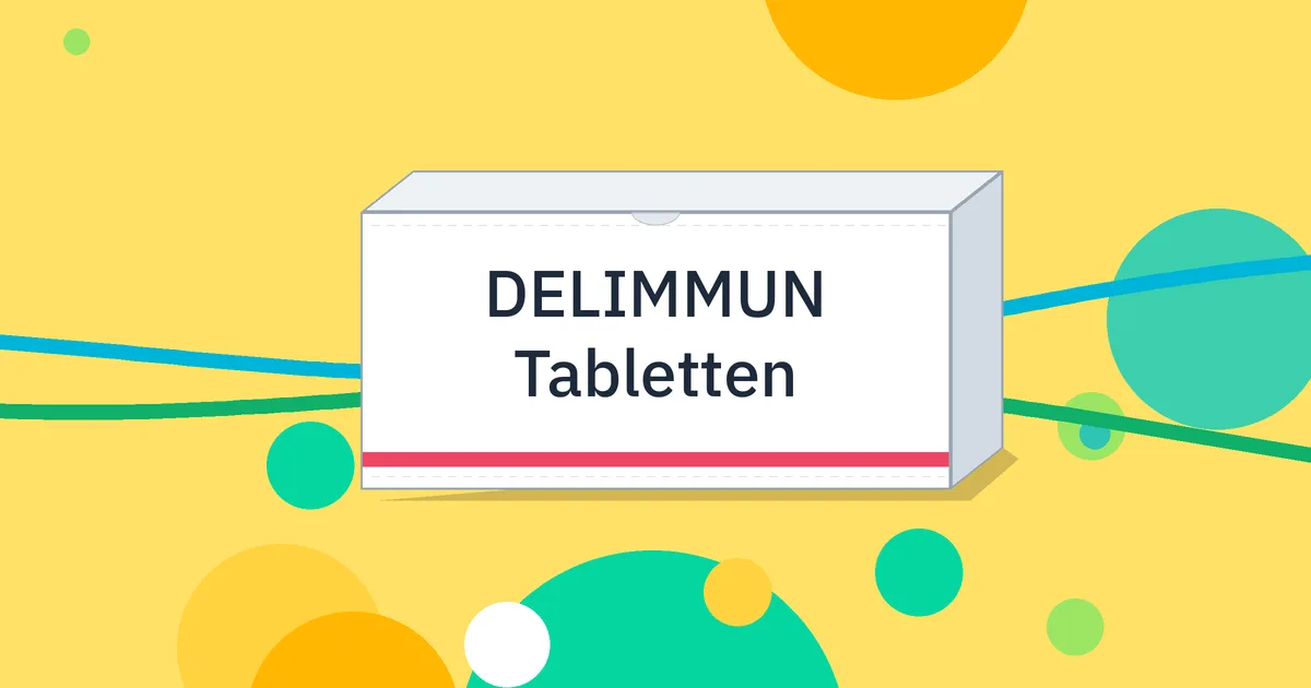 Symbolbild: Packung mit der Aufschrift DELIMMUN Tabletten (PZN 03099068) – Verfügbarkeit und Bezug in Apotheken in Frankfurt am Main