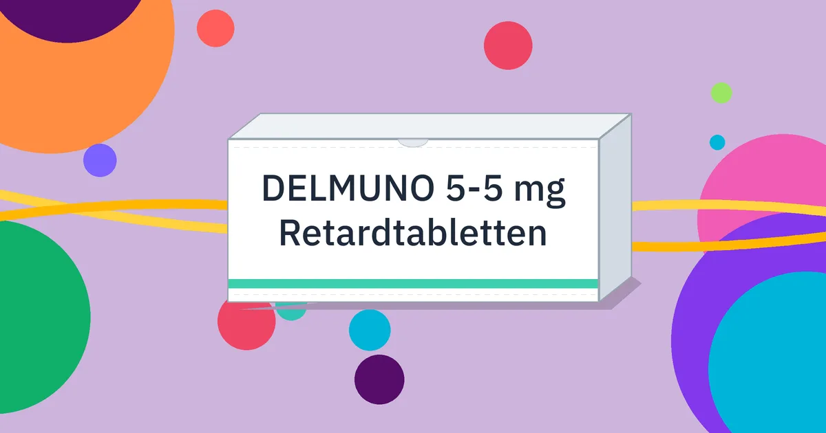 Symbolbild: Packung mit der Aufschrift DELMUNO 5-5 mg Retardtabletten (PZN 07286293) – Verfügbarkeit und Bezug in Apotheken in Frankfurt am Main