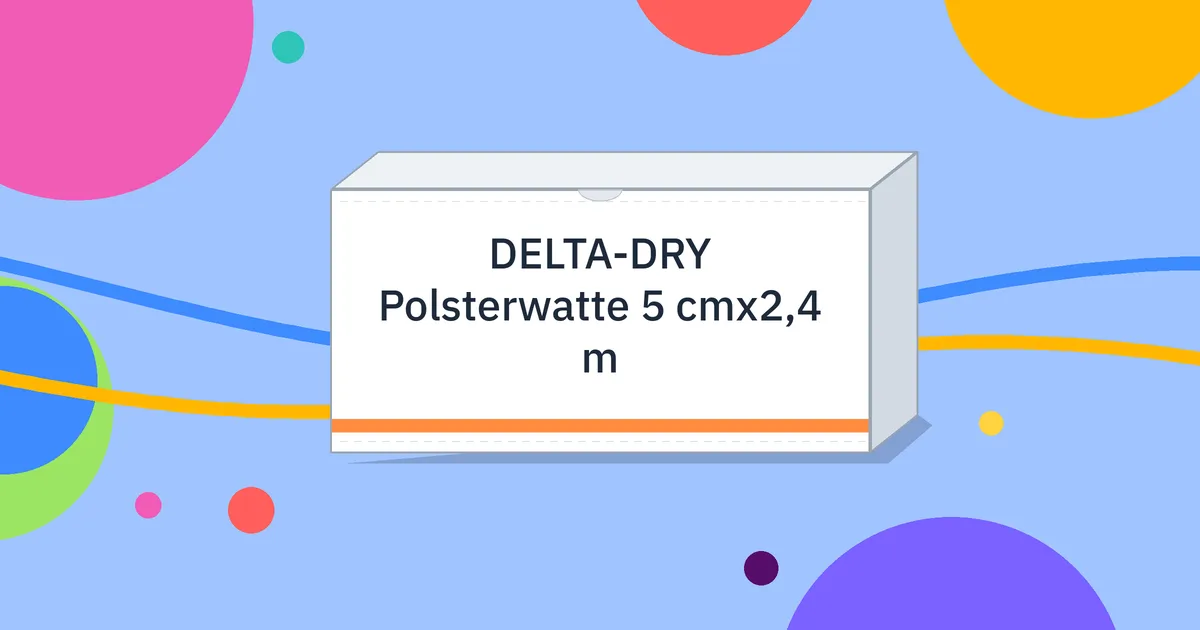 Symbolbild: Packung mit der Aufschrift DELTA-DRY Polsterwatte 5 cmx2,4 m (PZN 00593336) – Verfügbarkeit und Bezug in Apotheken in Frankfurt am Main
