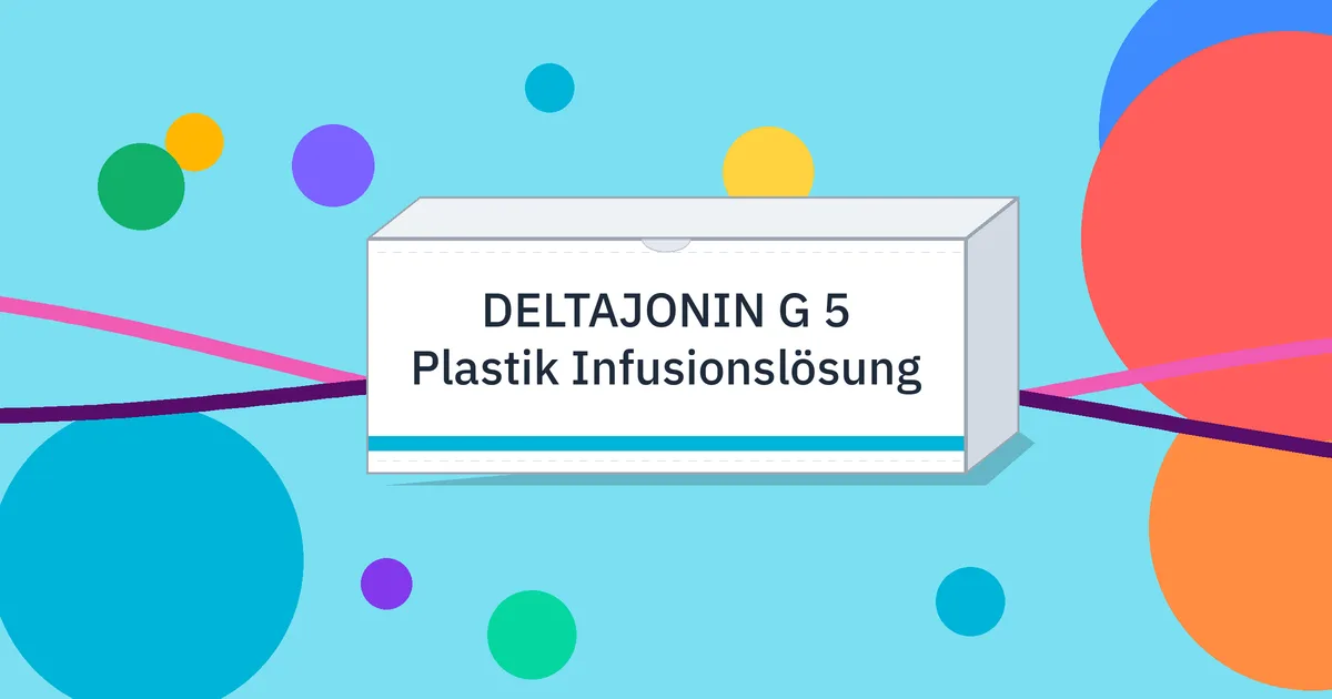 Symbolbild: Packung mit der Aufschrift DELTAJONIN G 5 Plastik Infusionslösung (PZN 03367267) – Verfügbarkeit und Bezug in Apotheken in Frankfurt am Main