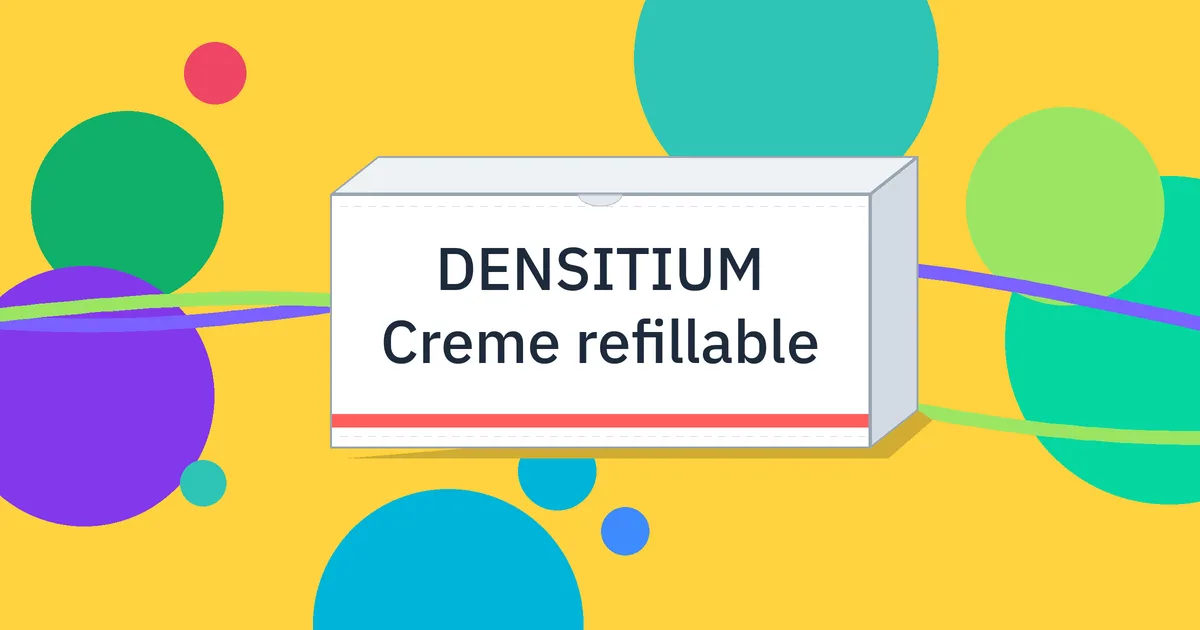 Symbolbild: Packung mit der Aufschrift DENSITIUM Creme refillable (PZN 20787404) – Verfügbarkeit und Bezug in Apotheken in Frankfurt am Main