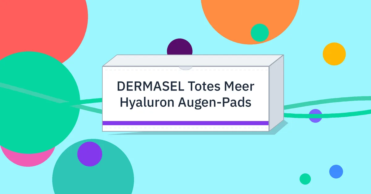 Symbolbild: Packung mit der Aufschrift DERMASEL Totes Meer Hyaluron Augen-Pads (PZN 17587794) – Verfügbarkeit und Bezug in Apotheken in Frankfurt am Main