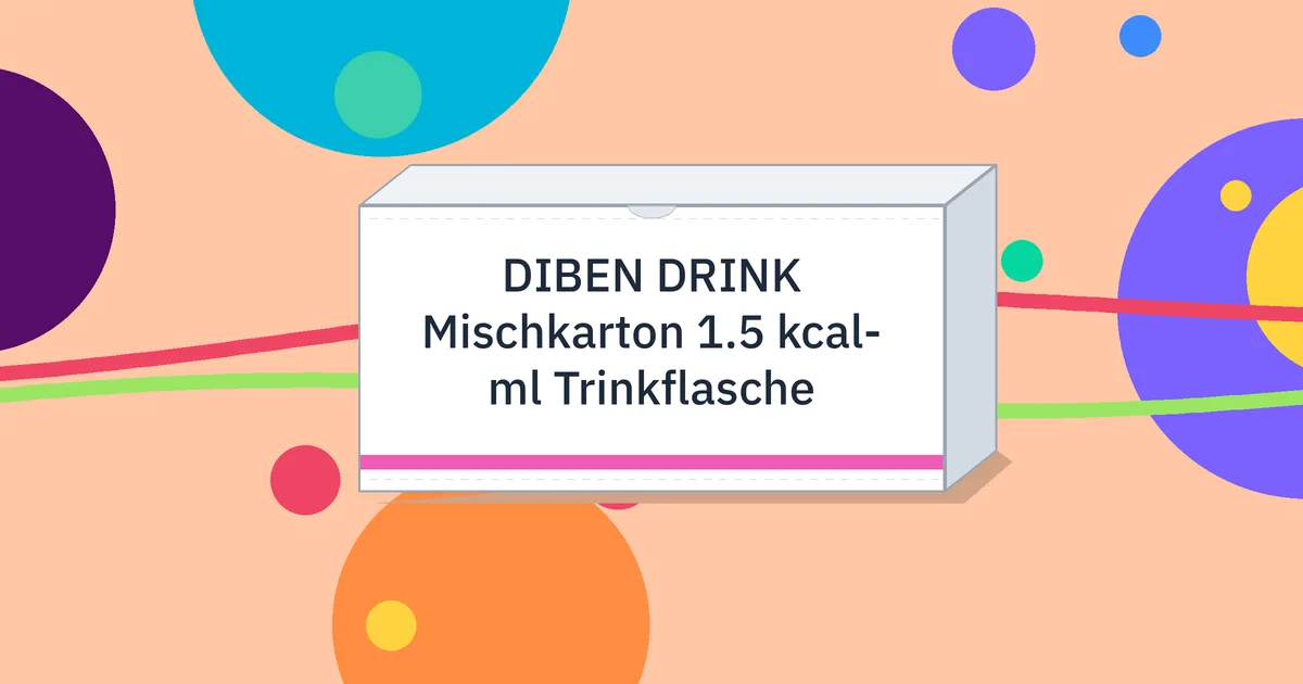 Symbolbild: Packung mit der Aufschrift DIBEN DRINK Mischkarton 1.5 kcal-ml Trinkflasche (PZN 20388408) – Verfügbarkeit und Bezug in Apotheken in Frankfurt am Main