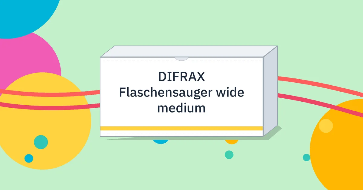 Symbolbild: Packung mit der Aufschrift DIFRAX Flaschensauger wide medium (PZN 12518280) – Verfügbarkeit und Bezug in Apotheken in Frankfurt am Main